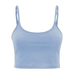 Tanktop Urban Classics "Urban Classics Ladies Short Velvet Top", Damen, Gr. XS, powderblau, 93% Polyester, 7% Elasthan, unifarben, skinny fit, Tops Tanktop