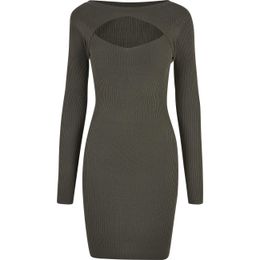 Urban Classics Damen Shirtkleid "Urban Classics Damen Ladies Cut Out Dress"olive, Gr. S, unifarben, 35% Viskose, 35% Polyacryl, 30% Polyamid, Kleider