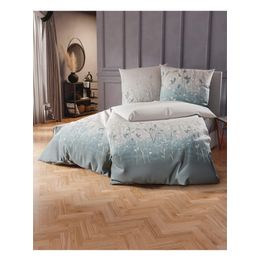 Bettw&auml;sche Kaeppel, blau, Feinbiber, 100% Baumwolle, Bettw&auml;sche