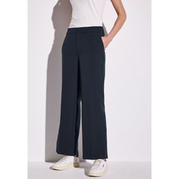 Street One Damen Stoffhose, blau, Gr. 44, unifarben, Stoff, 88% Polyester, 12% Elasthan, Hosen, im Loose Fit