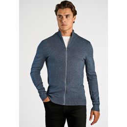 LINDBERGH Herren Cardigan "Cardigan Slim Fit", blau, Gr. S, unifarben, Obermaterial: 80% Viskose, 20% Nylon, Strickjacken