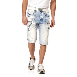 Cipo & Baxx CIPO & BAXX Herren Jeansbermudaslightblau, Gr. 34, Abriebeffekte, Denim/Jeans, Obermaterial: 100% Baumwolle, Jeans, Baumwolle, regular fit