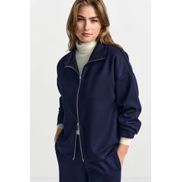 RICHROYAL Damen Sweatjacke, blau, Gr. M, Sweatware, Obermaterial: 45% Viskose, 44% Polyester, 11% Elasthan, Sweatjacken, Tunnelzug-Saum, Stehkragen,