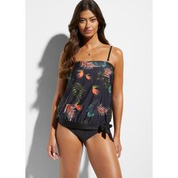 bonprix Damen Tankini, schwarz, Gr. 46, bedruckt, Obermaterial: 80% Polyamid, 20% Elasthan. Futter: 100% Polyester, Bikini-Sets, modischer