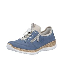 Rieker Damen Slip-On Sneaker, Gr. 37, blau, Lederimitat, Textil, unifarben mit Farbeinsatz, Schuhe, Freizeitschuh, Halbschuh, Slipper mit leichter