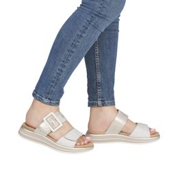 Remonte Damen Pantolette, Gr. 45, beige, Leder, Lederimitat, metallic, Schuhe, Sommerschuh, Strandschuh, Schlappen mit Lite ́n Soft-Ausstattung