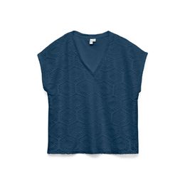 V&eacute;ro Moda VERO MODA Damen Spitzenshirt "VMIRIS CROCHET V-NECK T-SHIRT JRS BTQ"schwarz denim, Gr. XL, unifarben, Jersey, Obermaterial: 100% Polyester, Shirts