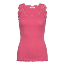 rosemunde Damen Spitzentop "Babette Silk Top", Gr. Shimbeere, Feinstrick, Obermaterial: 70% Seide, 30% Baumwolle, Tops, Vintage-Spitzenbesatz, mit