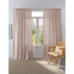 Vorhang Home Affaire, B:140cm H:245cm, grau, Polyester, Wohnzimmer, Gardinen, "Linsdorf", Leinenstruktur, halbtransparent
