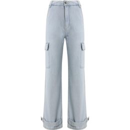 DEF Damen Stoffhose "DEF Damen DEF Cargo Pants Denim"denim iceblau, Gr. XL, unifarben, 100% Baumwolle, Hosen