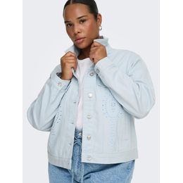 Only CARMAKOMA Damen Jeansjacke "CARELSA CROCHET DENIM JACKET OTW", blau, Gr. 50, unifarben, Denim/Jeans, Obermaterial: 100% Baumwolle, Jacken, mit