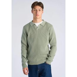 Strickpullover LINDBERGH "Strickpullover Relaxed Fit", Herren, Gr. L, sage gr&uuml;n, Obermaterial: 80% Baumwolle, 20% Polyester, unifarben, V-Ausschnitt, Pullover Strickpullover