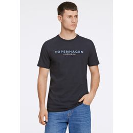 LINDBERGH Herren Kurzarmshirt "T-Shirt (Kurzarm) Relaxed Fit", blau, Gr. M, Obermaterial: 100% Baumwolle, Shirts