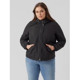 Parka Vero Moda CURVE "VMCZOA SHORT PARKA NOOS CUR", Damen, Gr. 44, schwarz, Web, Obermaterial: 100% Polyester, unifarben, h&uuml;ftlang, elastischer Bund, Jacken Parka, der perfekte Parka f&uuml;r die &Uuml;bergangszeit