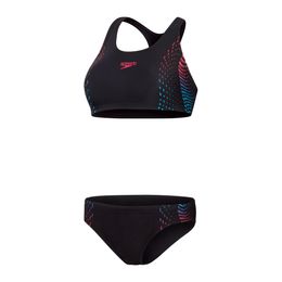 Speedo Damen Bandeau-Bikini "PLMT 2PC AF BLACK/PURPLE", schwarz, Gr. 40, Obermaterial: 80% Polyamid, 20% Elasthan, Bikini-Sets, mit Bandeau-Schnitt,