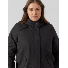 Vero Moda CURVE Damen Parka "VMCZOA SHORT PARKA NOOS CUR"schwarz, Gr. 44, unifarben, Web, Obermaterial: 100% Polyester, Jacken, der perfekte Parka