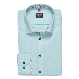 MARVELIS Herren Langarmhemd, blau, Gr. 42, Web, Obermaterial: 100% Baumwolle, Hemden, Businesshemd, New York Kentkragen, b&uuml;gelleicht
