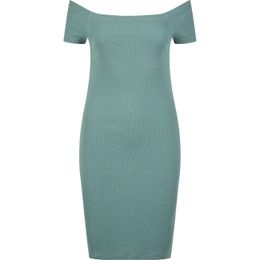 Urban Classics Damen Shirtkleid "Urban Classics Damen Ladies Off Shoulder Rib Dress"paleleaf, Gr. L, unifarben, 97% Baumwolle, 3% Elasthan, Kleider