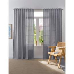 Vorhang OTTO HOME, B:140cm H:160cm, grau, Polyester, Wohnzimmer, Gardinen, "Linsdorf", Leinenstruktur, halbtransparent