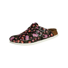 Birkenstock Damen Pantolette "Berufsschuhe Kay SL Blooming Roses", Gr. 38, schwarz, Obermaterial: 50% Rindsleder Leather cow. 50% Lammleder LEL.,