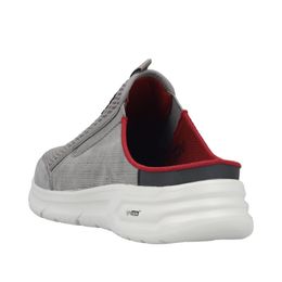 Rieker Herren Clog, Gr. 45, grau, Lederimitat, Textil, Schuhe, Sommerschuh, Hausschuh, Schlupfschuh mit seitlichen Stretcheins&auml;tzen