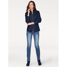 Heine Damen Langarmbluse, blau, Gr. 36, unifarben, 97% Baumwolle, 3% Elasthan, Blusen