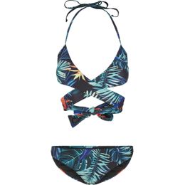 Urban Classics Damen B&uuml;gel-Bikini "Urban Classics Damen Ladies Draped Pattern Bikini", bunt, Gr. M, 85% Polyester, 15% Elasthan, Bikini-Sets