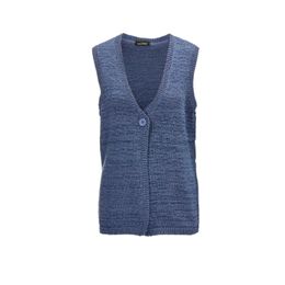 GOLDNER Damen Strickjacke "Kurzgr&ouml;&szlig;e Stilvoller Pullunder mit V-Ausschnitt", blau, Gr. 25, Obermaterial: 60% Polyester PES. 40% Baumwolle CO.,