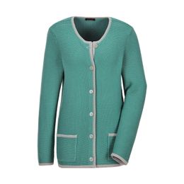 GOLDNER Damen Strickjacke "Elegante Strickjacke mit Taschen", gr&uuml;n, Gr. 48, Obermaterial: 50% Baumwolle CO. 50% Polyacryl PAN., Strickjacken, Kn&ouml;pfe