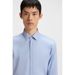 Hugo Herren Langarmhemd "Kenno", blau, Gr. 39, unifarben, Web, Obermaterial: 100% Baumwolle, Hemden, Slim-Fit Hemd aus b&uuml;gelleichter Baumwoll-Popeline