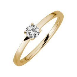 LYOMI Damen Fingerring "585/- GG 1 synth. Diam. 0,25 ct.", 056 (17,8), 0,25 VS = sehr kleine Einschl&uuml;sse, Goldgelb, Gold, Fingerringe