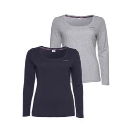 Kangaroos Damen Langarmshirt, blau, Gr. 44, meliert, unifarben, Jersey, Graumeliert (Obermaterial): 95% Baumwolle, 5% Viskose. Obermaterial: 100%
