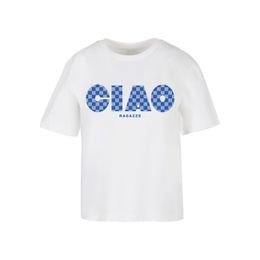 T-Shirt MISS TEE "Miss Tee Damen Ciao Ragazze Tee", Damen, Gr. 4XL, wei&szlig;, 100% Baumwolle, bedruckt, oversize, Rundhals, Shirts T-Shirt