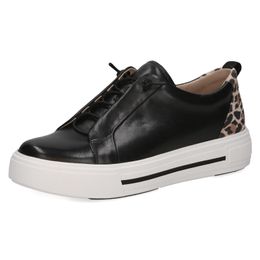 Caprice Damen Slip-On Sneaker, Gr. 38,5schwarz, Leder, Schuhe, Halbschuh, Freizeitschuh, Slipper mit Gummiz&uuml;gen