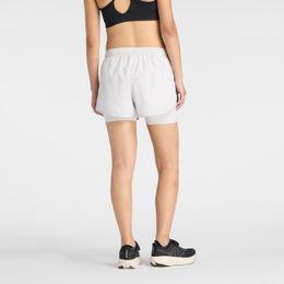 New Balance Damen Laufshorts "SPORT ESSENTIAL 2-IN-1 SHORT 3"grau matter, Gr. XS, Obermaterial: 100% Polyester, Hosen, 2-in-1-Konstruktion, mit