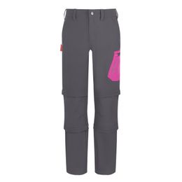 Trollkids M&auml;dchen Zip-off-Hose "KIDS PREIKESTOLEN DOUBLE ZIP-OFF PANTS"graphite, fresh berry, Gr. 134, Obermaterial: 90% Polyamid, 10% Elasthan,