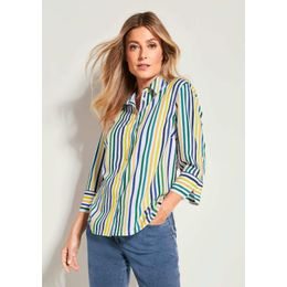 GOLDNER Damen Hemdbluse "Blusenshirt mit Streifenmuster", gr&uuml;n, Modisch, Gr. 48, Obermaterial: 100% Polyester PES., Blusen, Knopfleiste