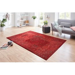 Teppich Hanse Home, B:120cm H:9mm L:170cm, rot, Kunstfaser, Wohnzimmer, Teppiche, "Plume", Kurzflor, Used-Look, Teppich, Vintage, Esszimmer,