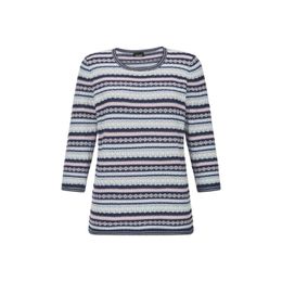 GOLDNER Damen Rundhalspullover "Strickpullover im Ringel-Look", blau, Gr. 42, Obermaterial: 50% Baumwolle CO. 50% Polyacryl PAN., Pullover,