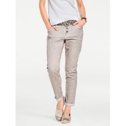Heine Damen Boyfriend-Hose, beige, Gr. 44, unifarben, 97% Baumwolle, 3% Elasthan, R&uuml;ckseite:95% Baumwolle, 5% Elasthan, Hosen
