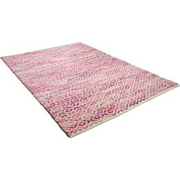 Wollteppich Tom Tailor HOME, B:160cm H:8mm L:230cm, lila, Baumwolle, Schurwolle, Wohnzimmer, Teppiche, "Diamond", reine Wolle, Flachgewebe,