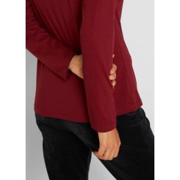 bonprix Damen Langarmshirt "Figurbetontes Langarmshirt (2er Pack)", rot, Gr. 36, meliert, Jersey, Obermaterial: 95% Baumwolle, 5% Elasthan, Shirts,