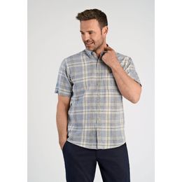 Bison Herren Leinenhemd "Leinenhemd (Kurzarm) Regular Fit", blau, Gr. L, Obermaterial: 55% Leinen, 45% Baumwolle, Hemden