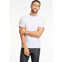 LINDBERGH Herren Kurzarmshirt "T-Shirt (Kurzarm) Relaxed Fit", wei&szlig;, Gr. L, unifarben, Obermaterial: 100% Baumwolle, Shirts
