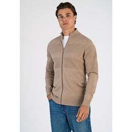 LINDBERGH Herren Strickjacke "Cardigan Relaxed Fit", beige, Gr. L, Obermaterial: 100% Baumwolle, Strickjacken