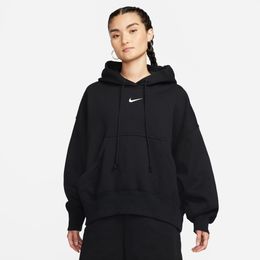 Nike Sportswear Damen Kapuzensweatshirt "W NSW PHNX FLC OOS PO HOODIE", schwarz, Gr. XS, Obermaterial: 80% Baumwolle, 20% Polyester, Sweatshirts,