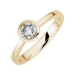 LYOMI Damen Fingerring "585/- Gelbgold 1 synth. Diam. 0,50 ct.", 056 (17,8), 0,5 VS = sehr kleine Einschl&uuml;sse, Goldgelb, Gold, Fingerringe
