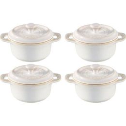 Staub Mini Cocotte Set 4-tlg. rund, Keramik, elfenbein-wei&szlig;