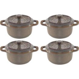 Staub Mini Cocotte Set 4-tlg. rund, Keramik, antik-grau