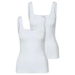 Tanktop HUGO UNDERWEAR "TWIN VEST", Damen, Gr. M (38), wei&szlig; (wei&szlig; 100), Jersey, Obermaterial: 95% Baumwolle, 5% Elasthan, regular fit, tiefer Rundhals, Tops Tanktop, mit vertikalem Logoprint